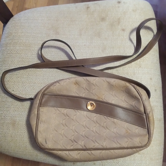 Movado | Bags | Movado Tan And Brown Shoulder Bag | Poshmark
